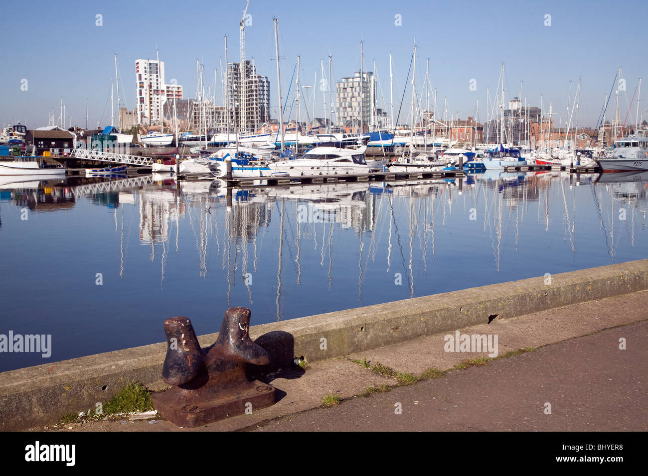 Waterfront development marina Ipswich Wet Dock Suffolk England Stock ...