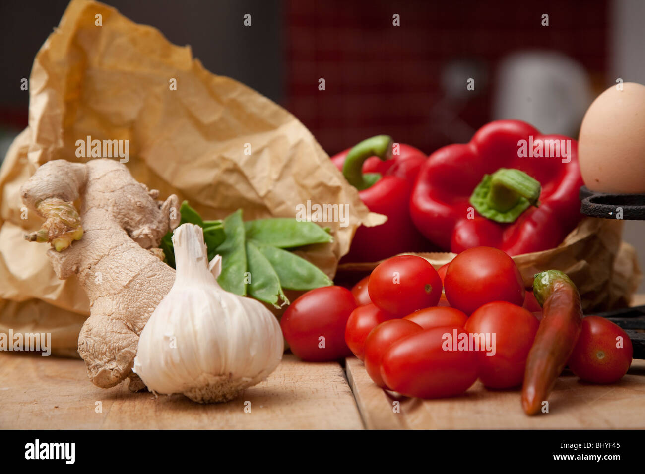 vegetables spices in the kitchen Stock Photo - Alamy