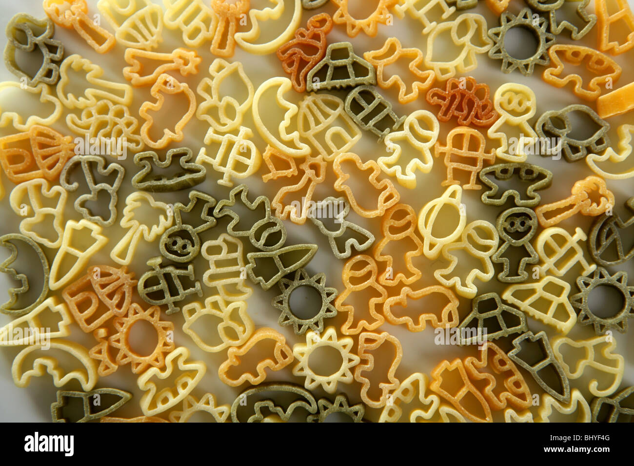 Italian children pasta texture, little multicolor shapes and flavor ...