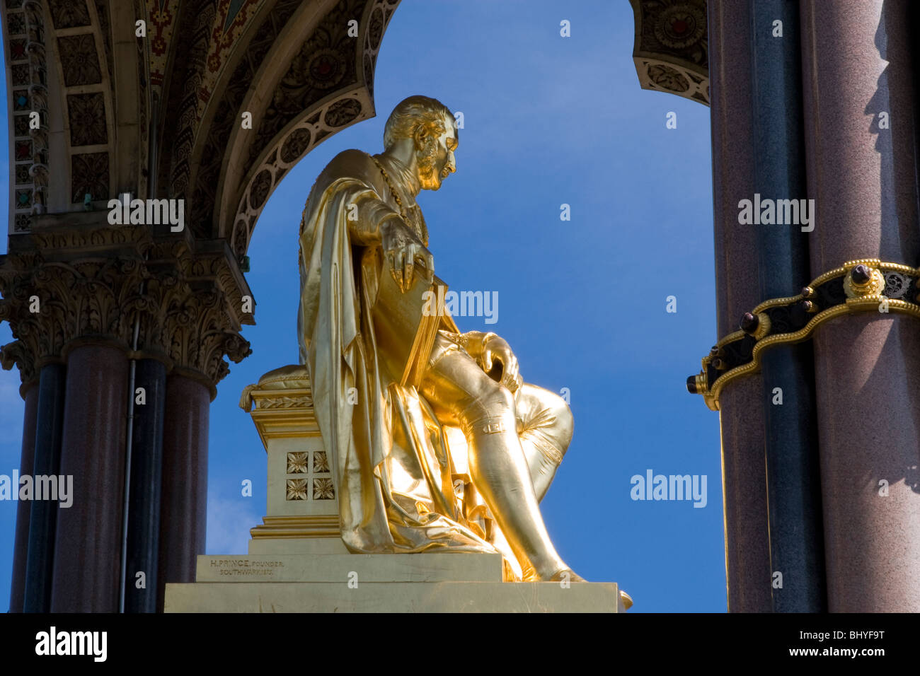 View of the statue of Prince Albert forming part of the Albert Memorial ...