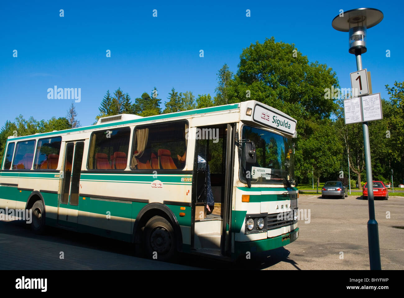 Bus at station Sigulda Latvia Europe Stock Photo - Alamy