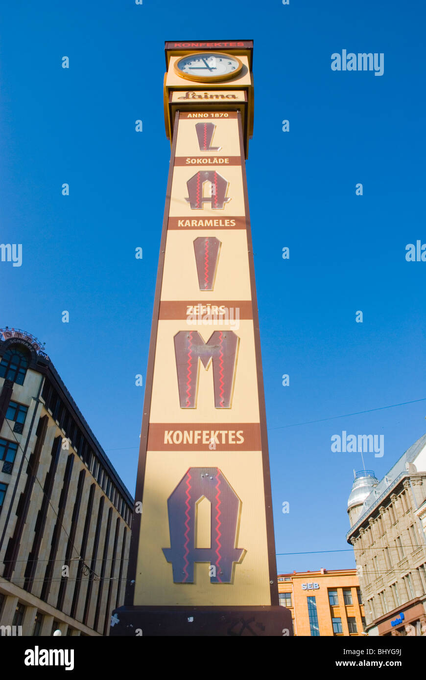 Laima clock Riga Latvia Europe Stock Photo - Alamy