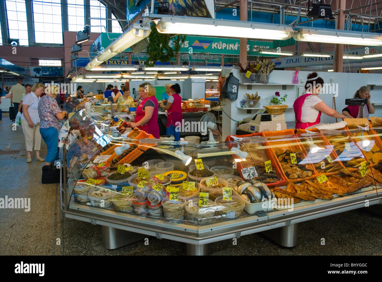 Processed fish stall in Centraltirgus the main market in Riga Latvia ...