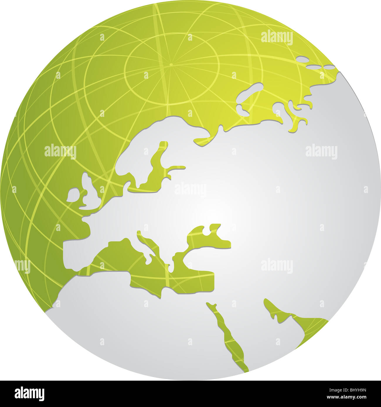 Globe map illustration of Europe continent countries Stock Photo - Alamy