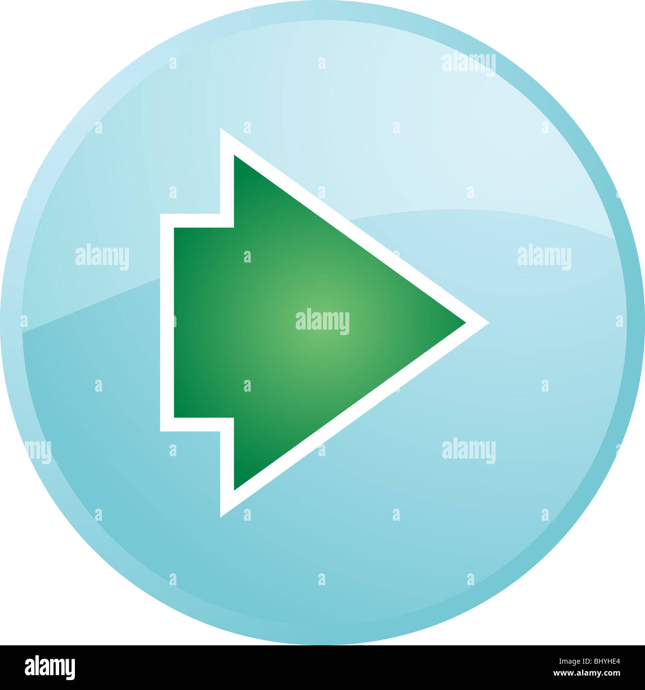 Forward navigation icon glossy button, round shape Stock Photo - Alamy