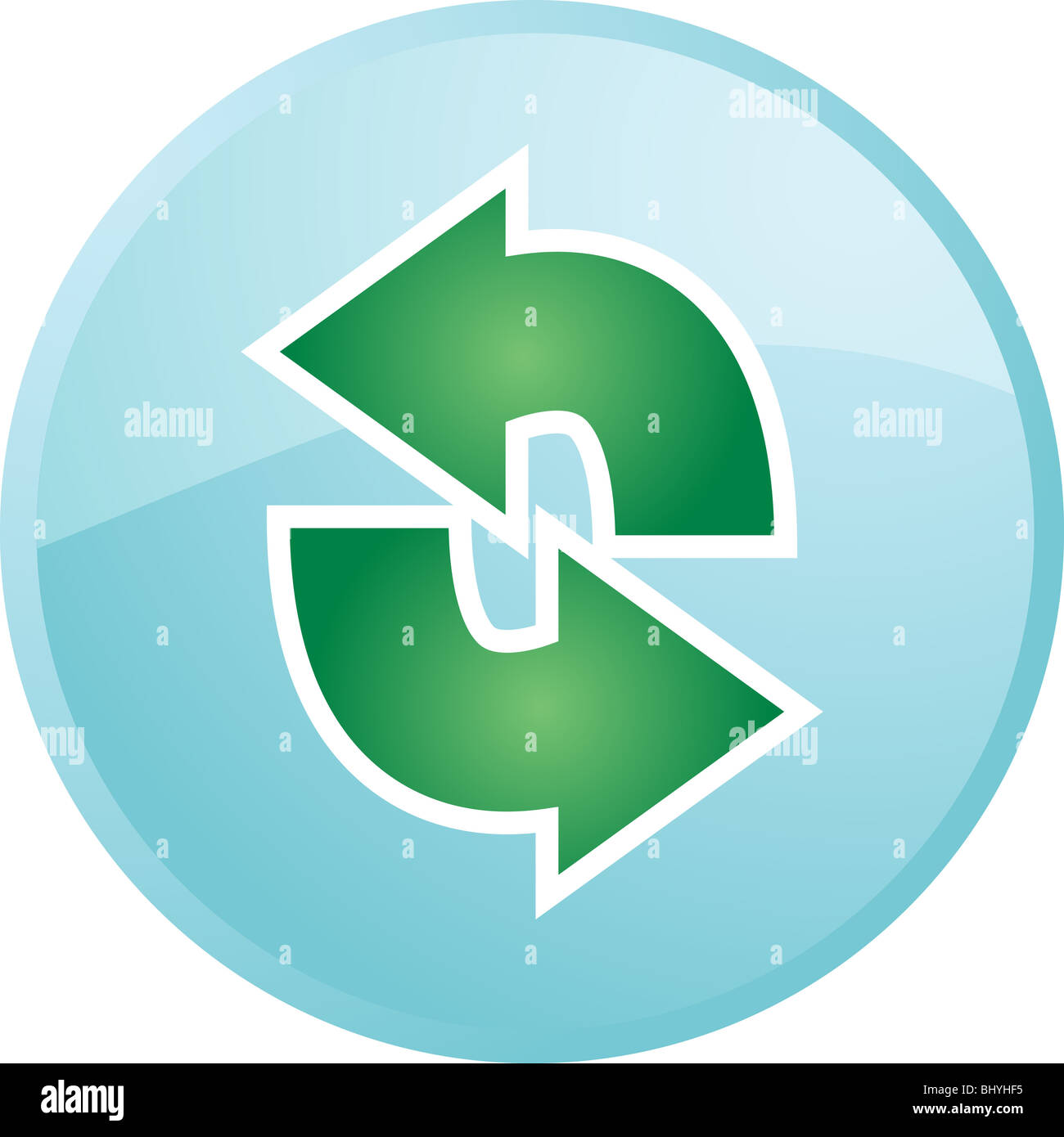 Refresh navigation icon glossy button, round shape Stock Photo - Alamy