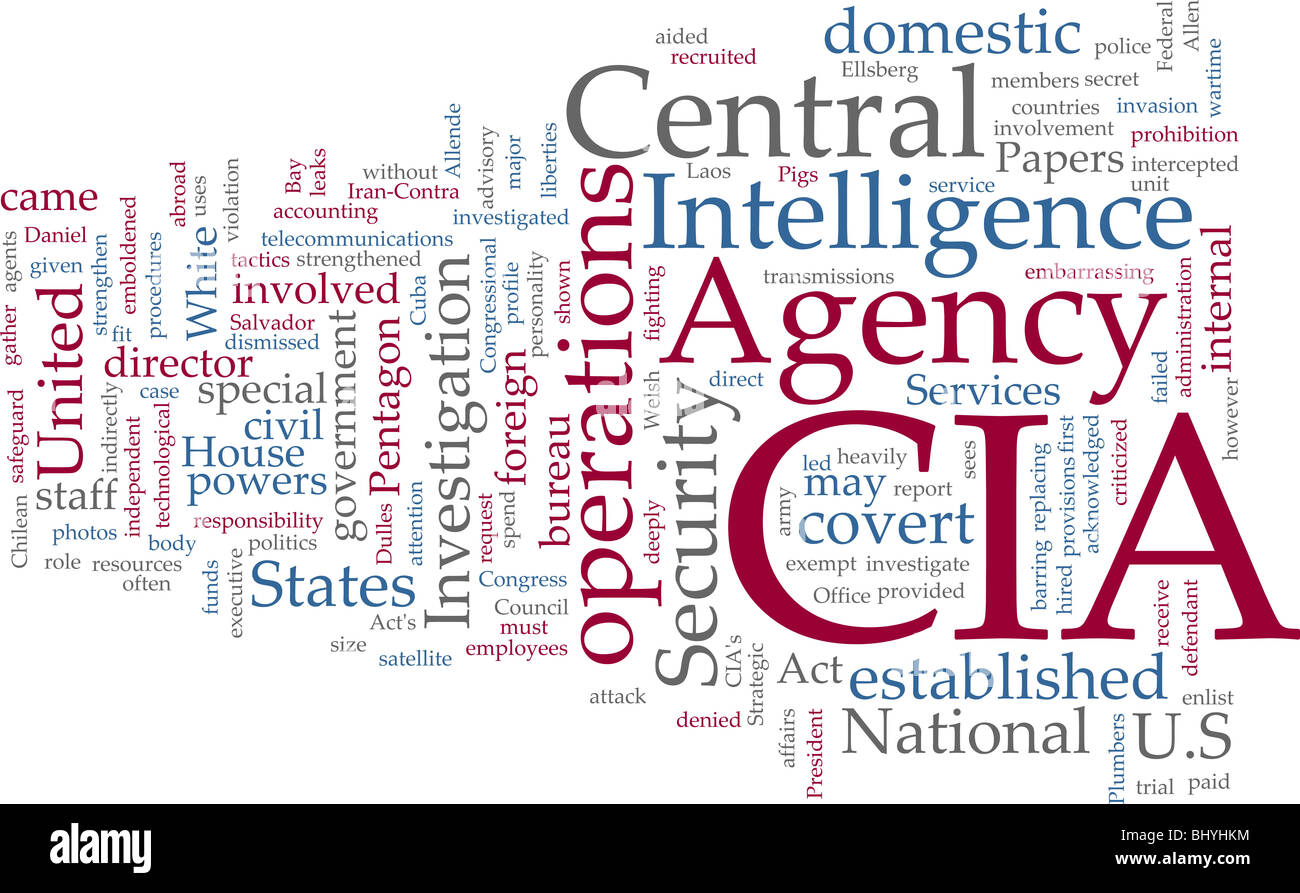 Word cloud concept illustration of CIA Central Intelligence Agency ...