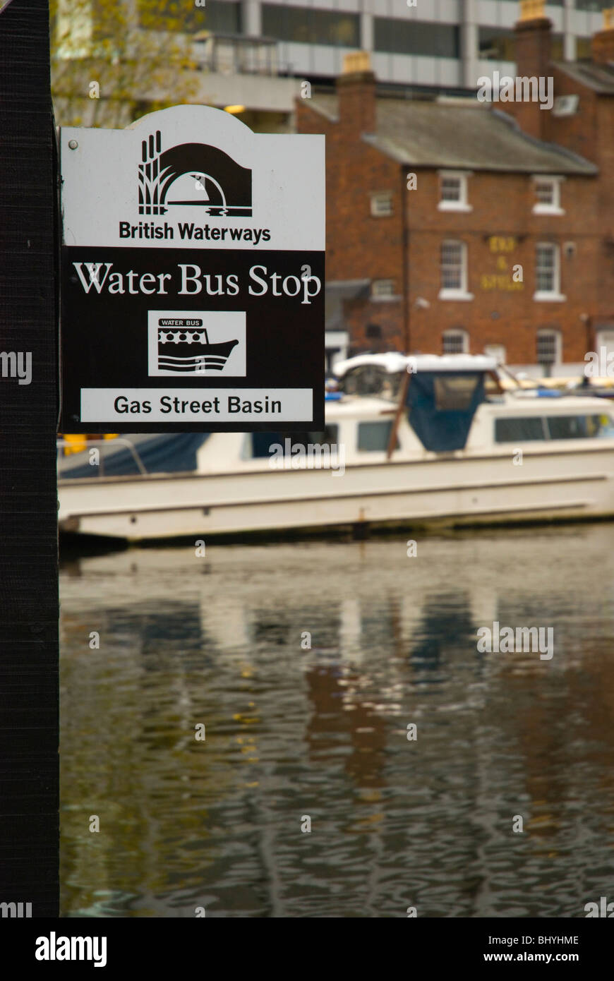 Water bus stop Gas Street Basin Convention Quarter central Birmingham ...