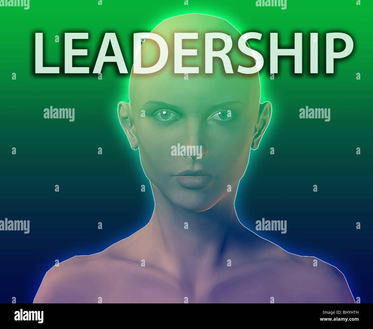 Illustration of woman's face with management strategy slogan Stock ...