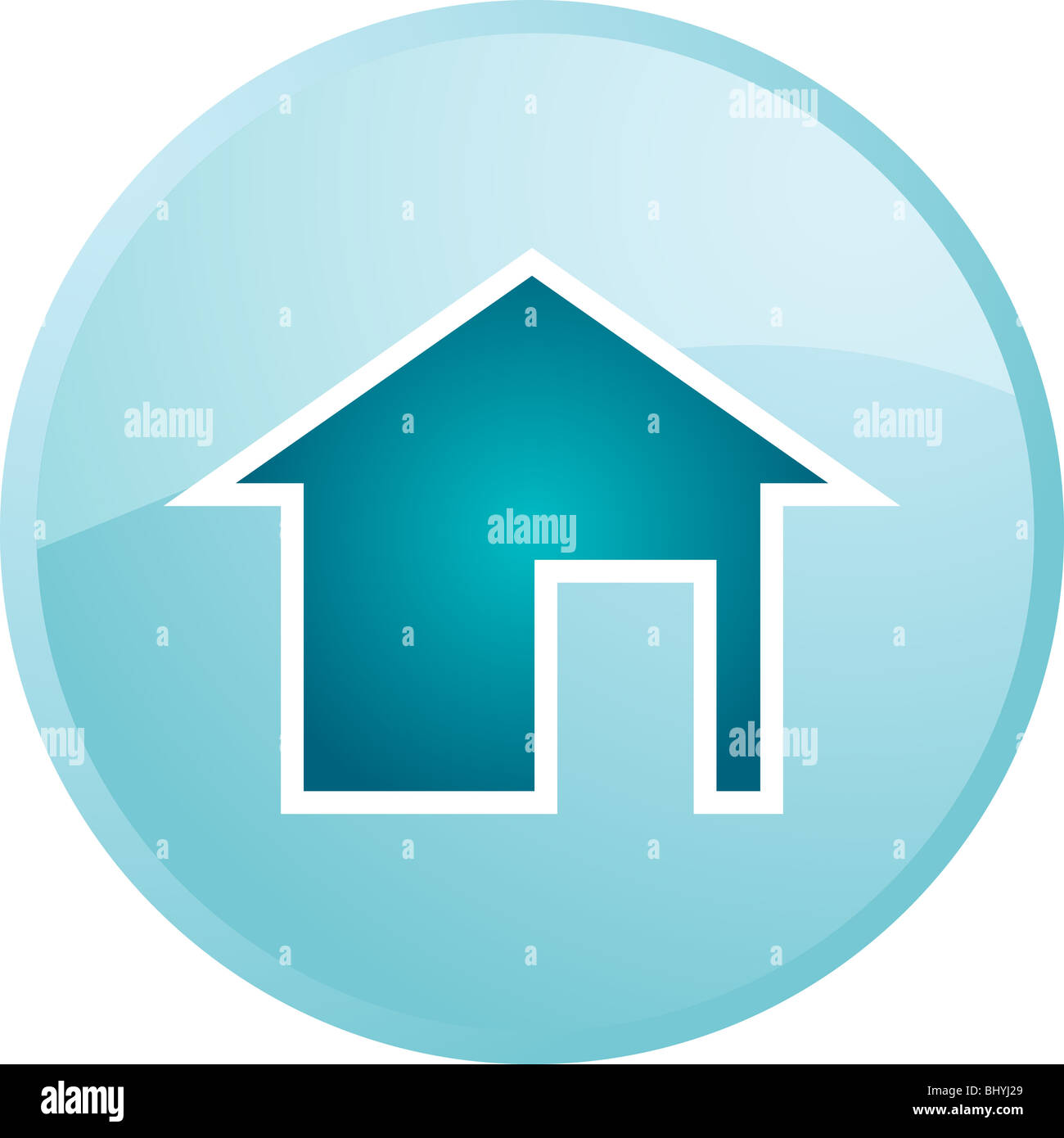 Home navigation icon glossy button, round shape Stock Photo - Alamy