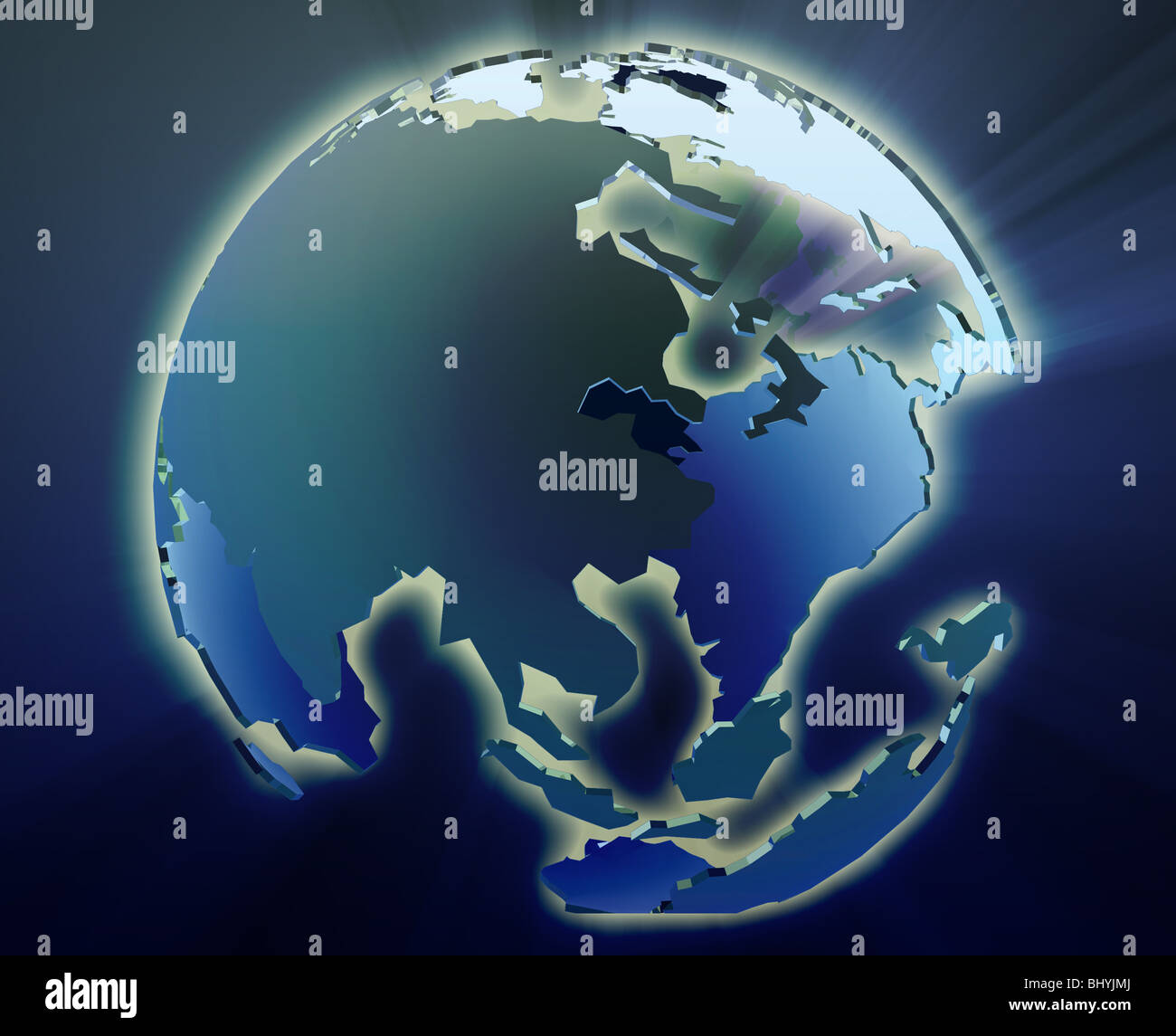 Globe map illustration of Asia and Pacific Stock Photo - Alamy