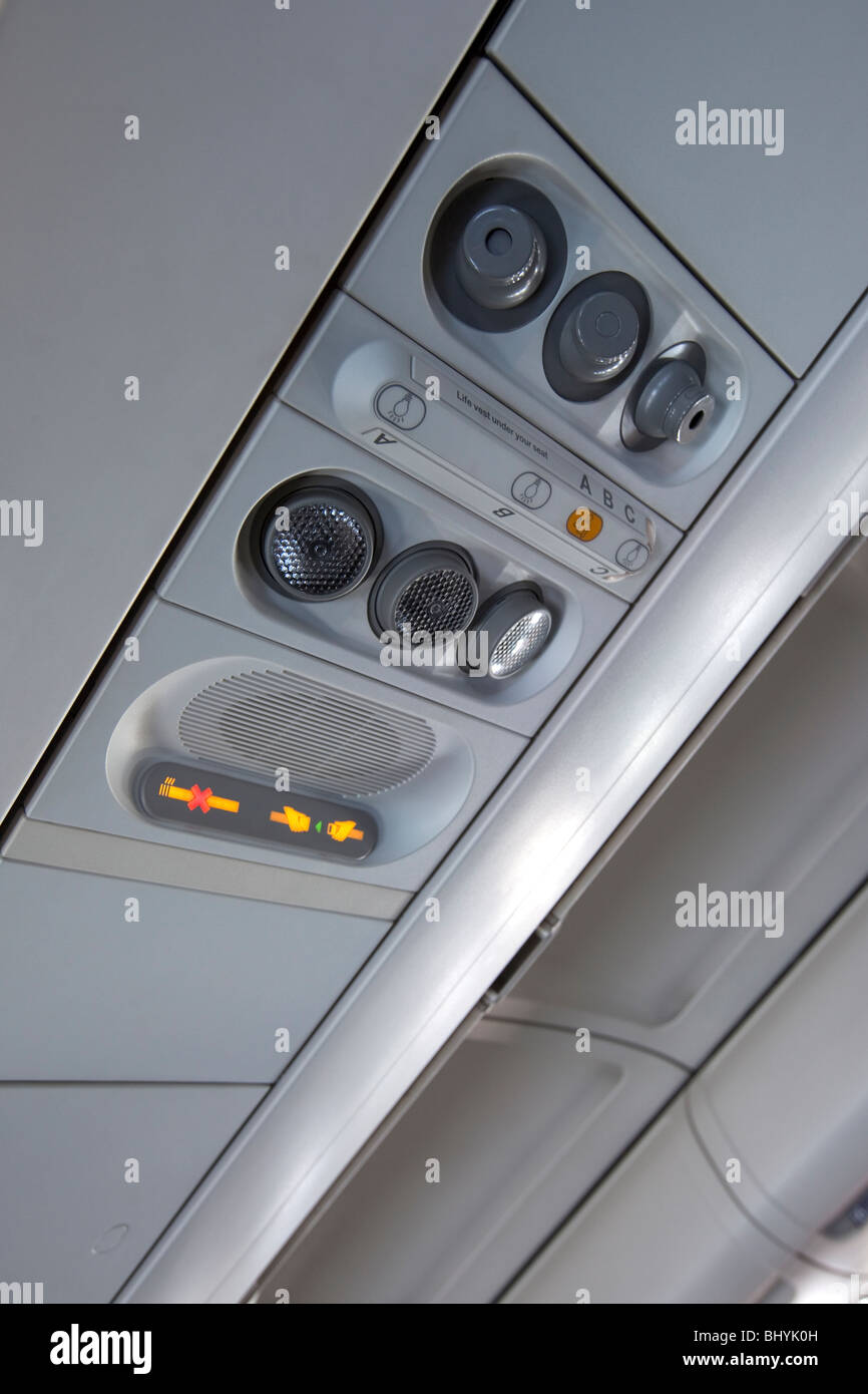 Ceiling panel in the aeroplane Stock Photo - Alamy