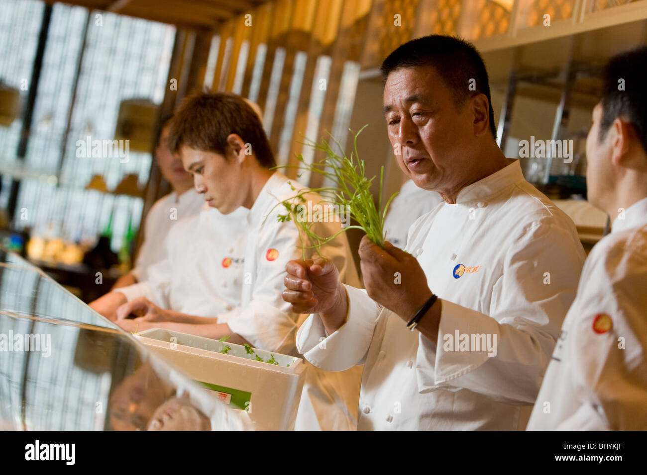 Chef and owner of 'Nobu' restaurants, Nobuyuki Matsuhisa (2nd from ...