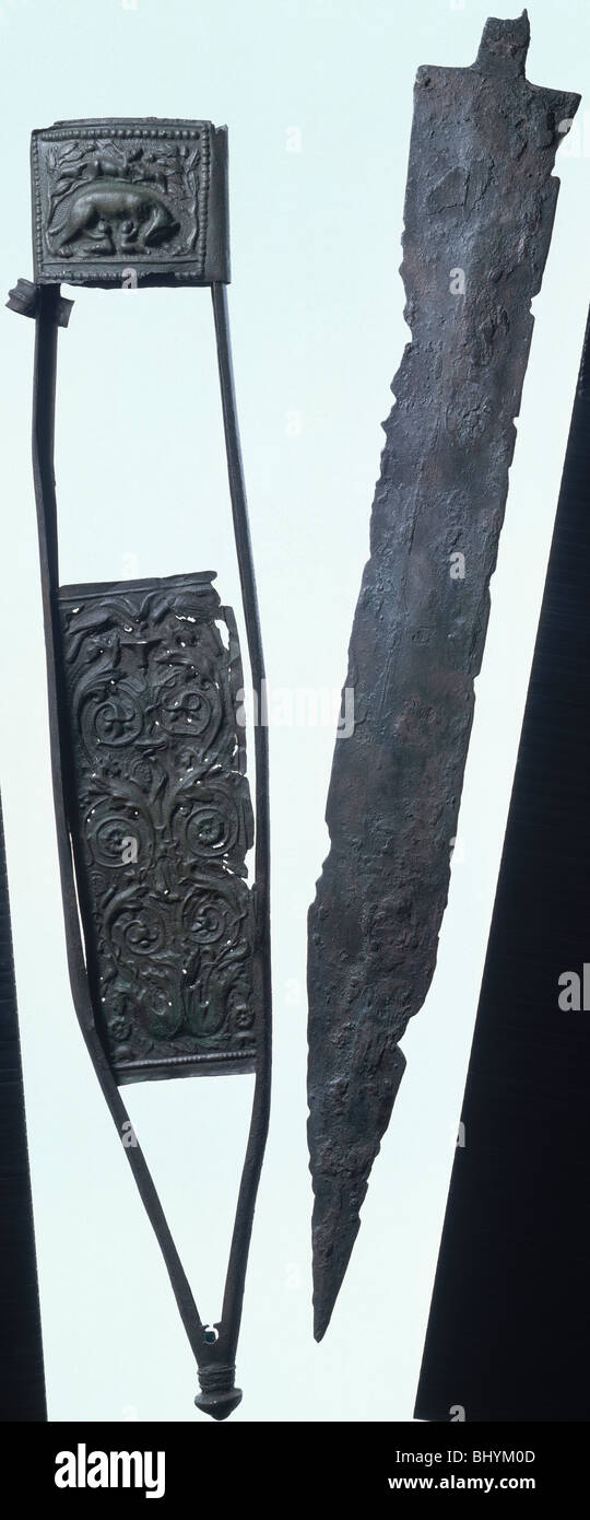 Roman officer's sword, first half of the 1st century AD. Artist ...