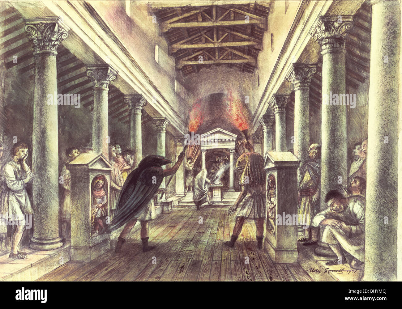 Interior of the Temple of Mithras. Artist: Unknown Stock Photo - Alamy