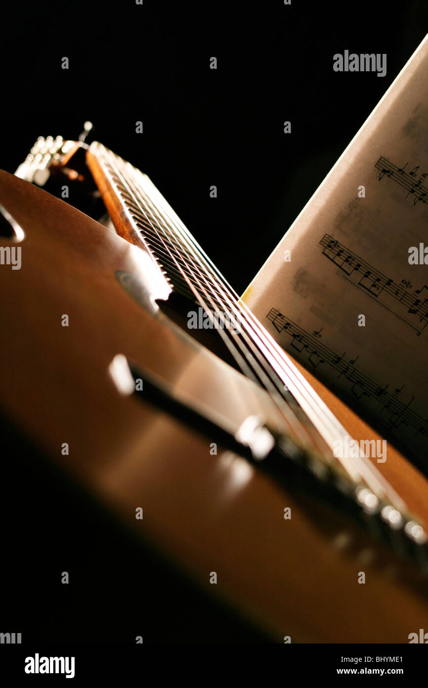 guitar with notes Stock Photo - Alamy