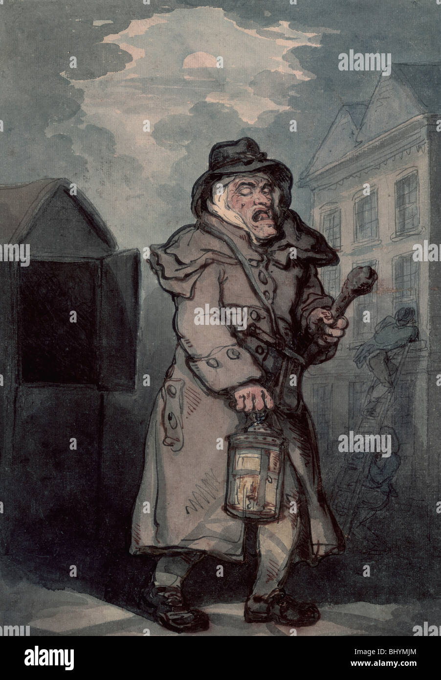 Night watchman, (late 18th century?). Artist: Thomas Rowlandson Stock ...