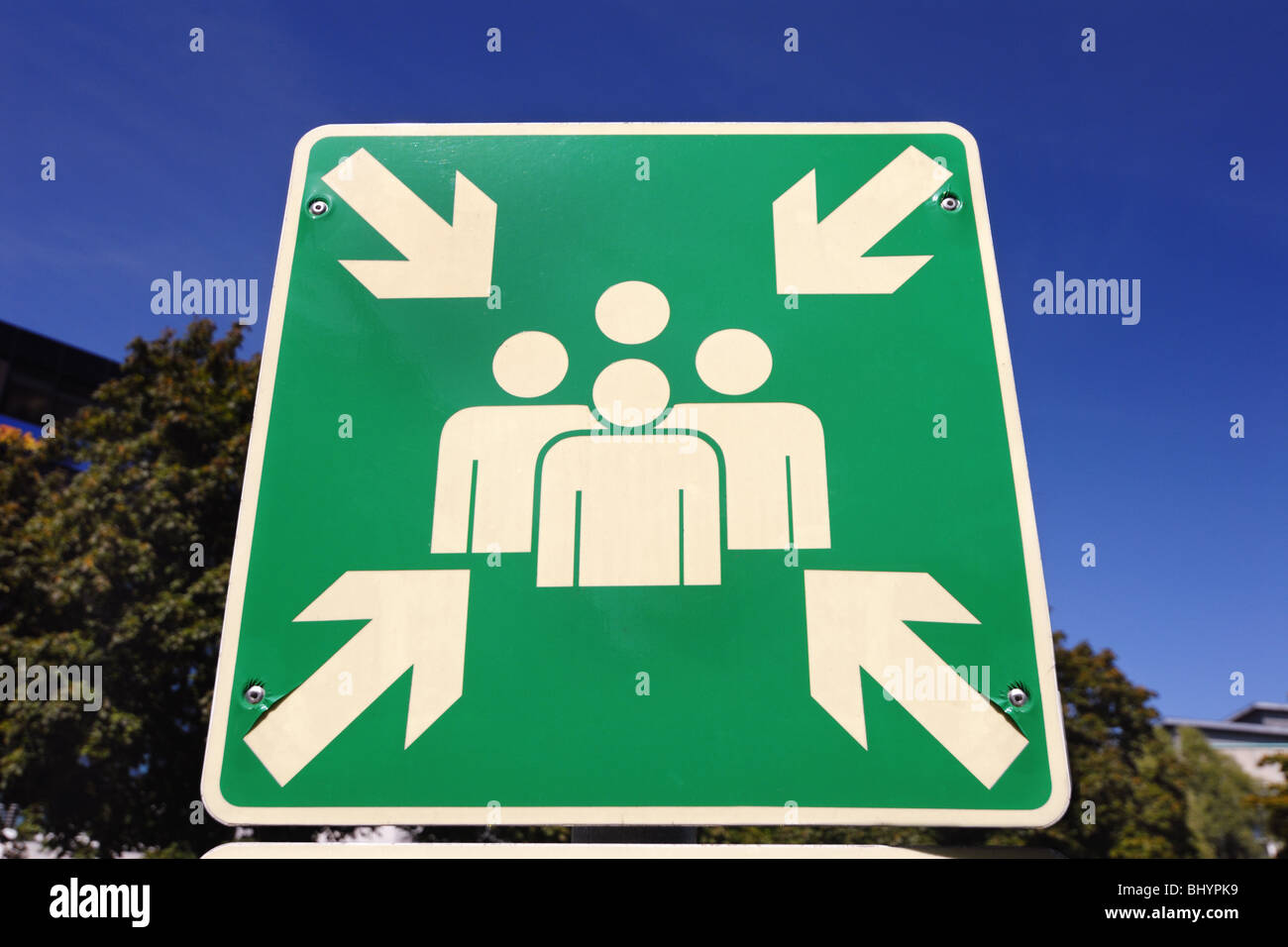 sign assembly point Stock Photo - Alamy