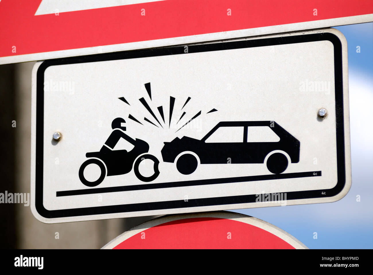 Motorcycle warning sign hi-res stock photography and images - Alamy