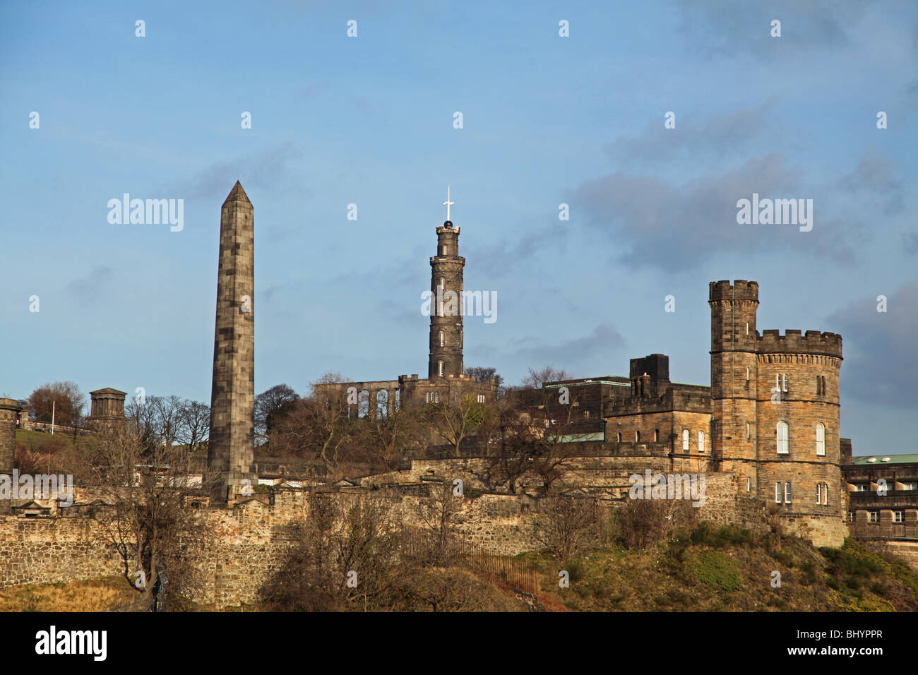 Hamilton's Obelisk, the Nelson Monument and the Governor's House on ...