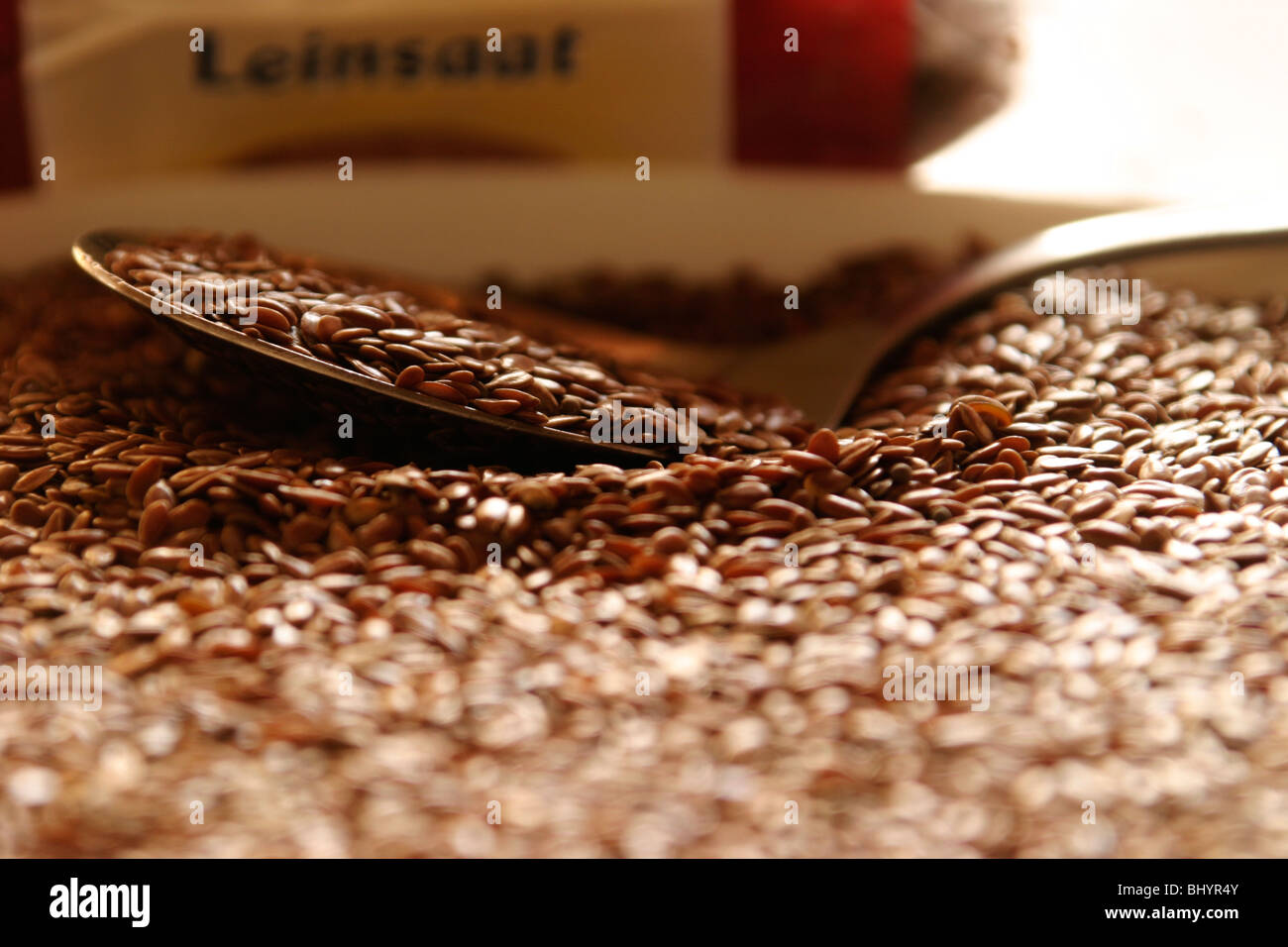 flax seed with spoon Stock Photo - Alamy