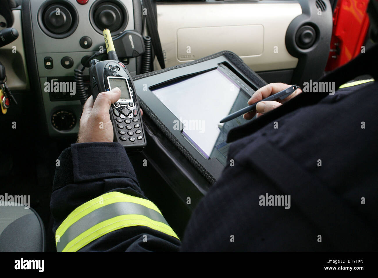 Firemen, firefighters : geolocation device Stock Photo - Alamy