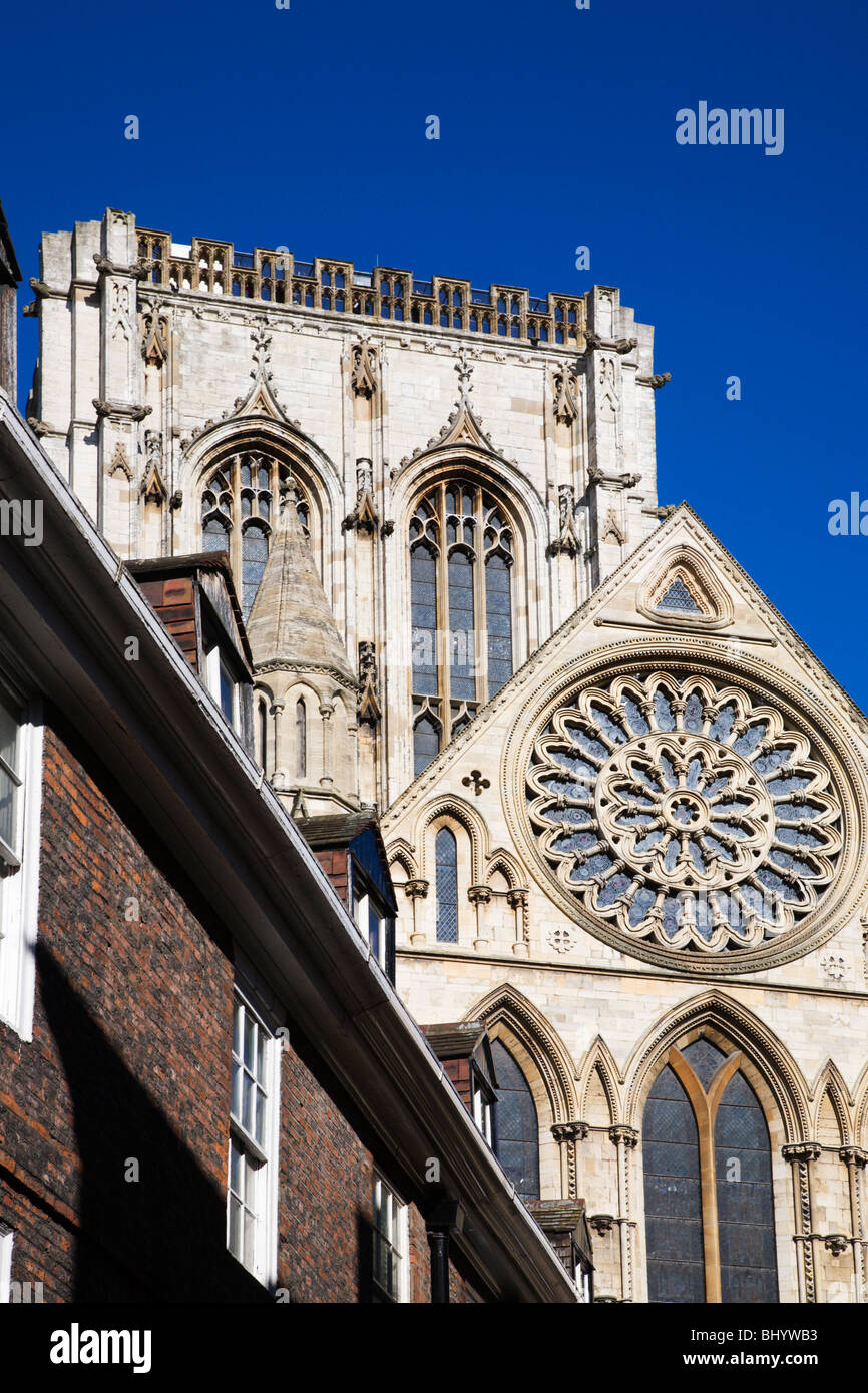 York Minster Rose Window and Tower York Yorkshire England Stock Photo ...