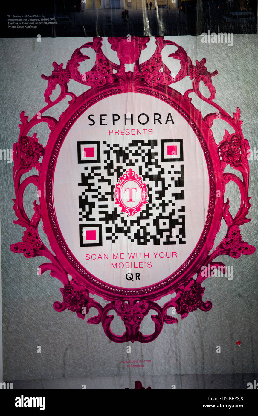 An advertisement for Sephora, the beauty store contains a barcode to ...