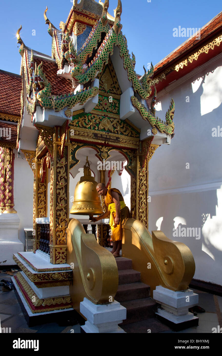 Buddhist monk and temple bell hi-res stock photography and images - Alamy