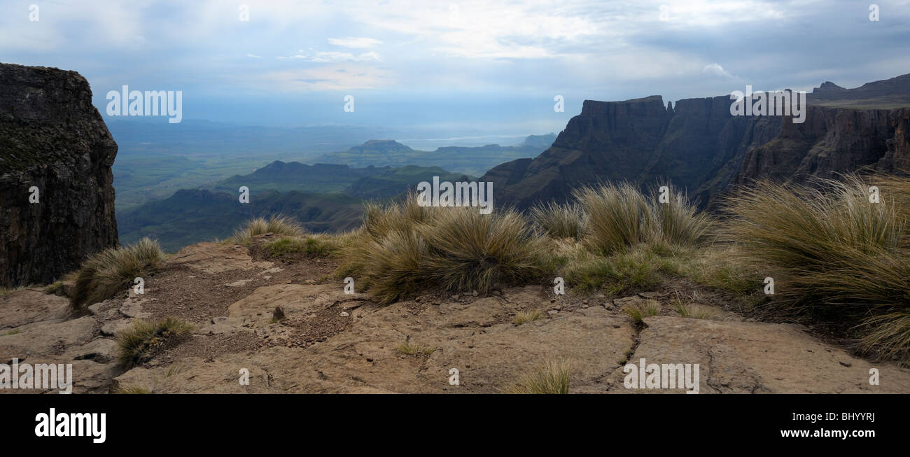 Panoramic view of the Drakensberg escarpment and the Amphitheatre from ...