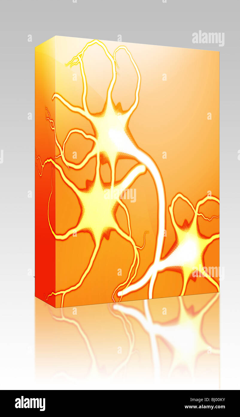 Software package box Illustration of neuron nerve cells abstract ...