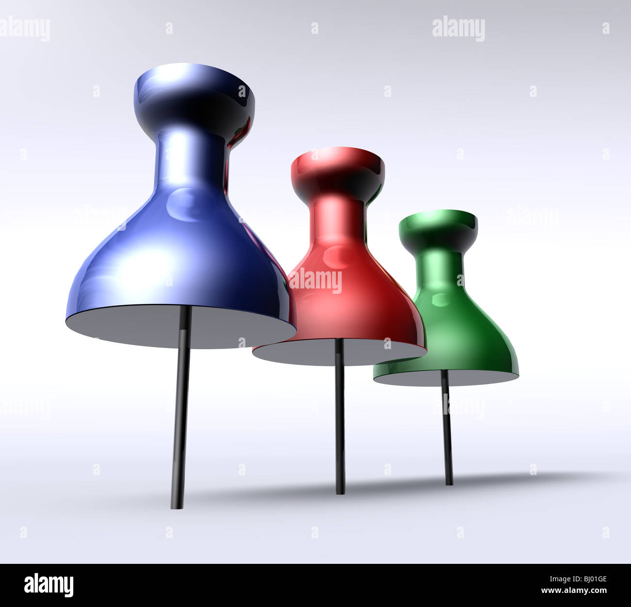 Colorful pushpins isolated on white background illustration Stock Photo ...