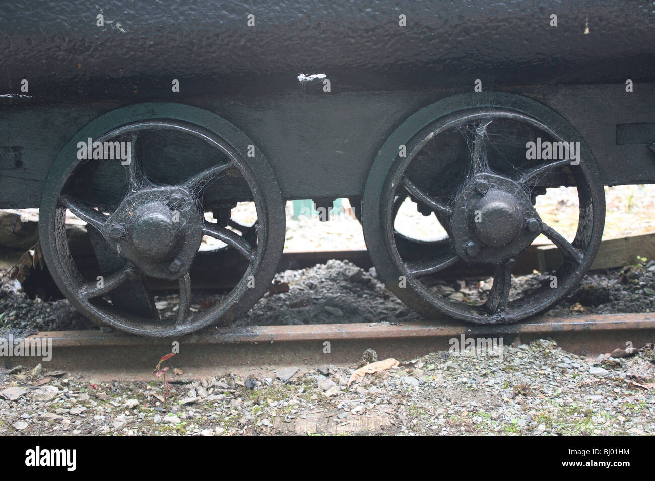 Gold mine train wheels Stock Photo - Alamy