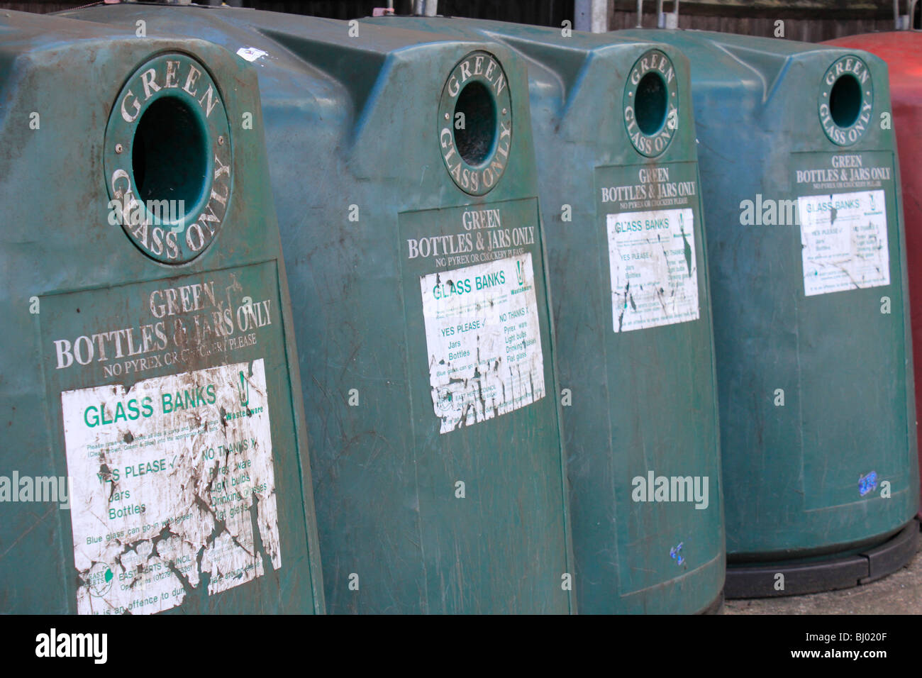bottle bank recycling waste methods britain uk gb Stock Photo - Alamy