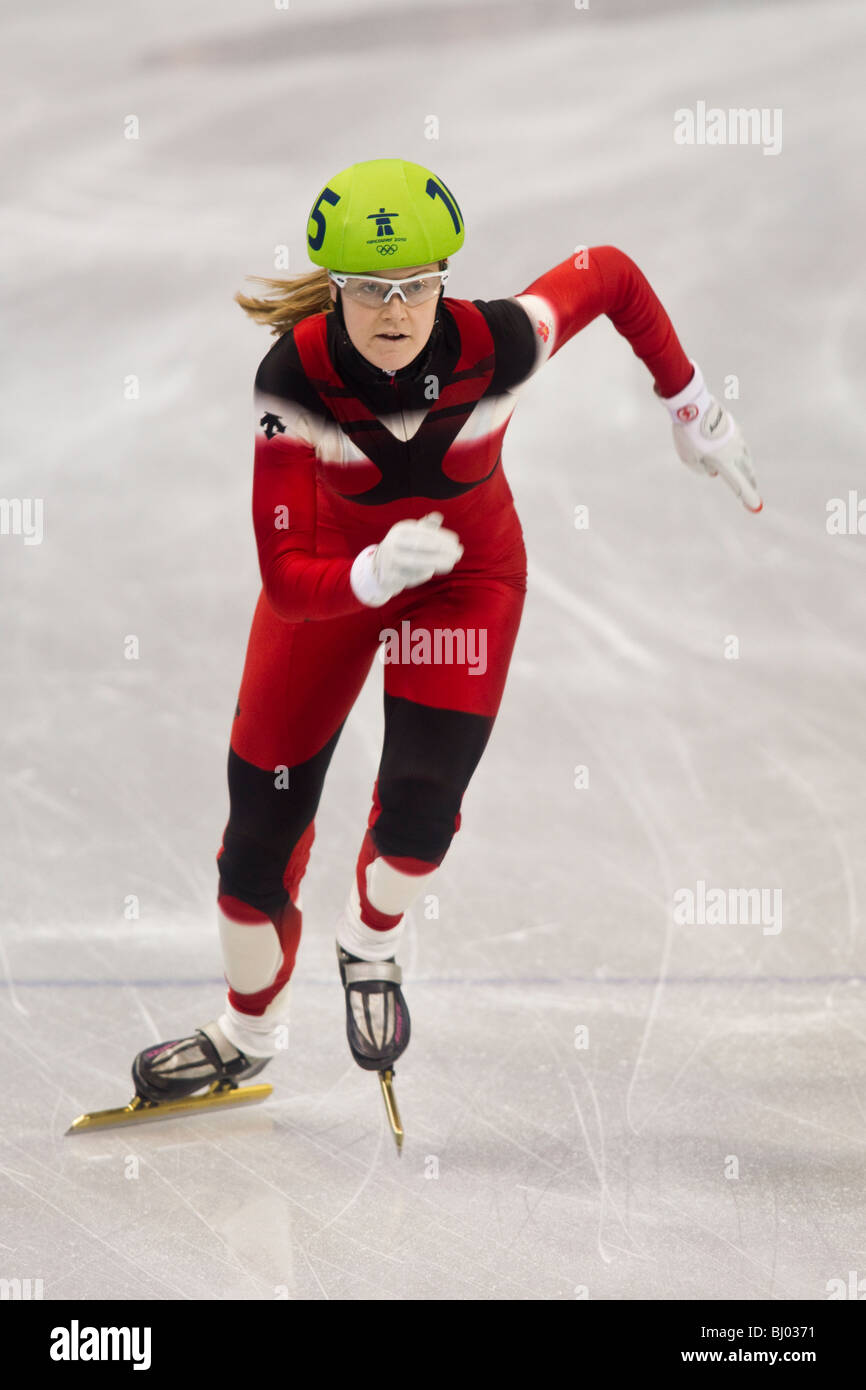 Jessica Gregg (CAN) competing in the Short Track Speed Skating Women's ...