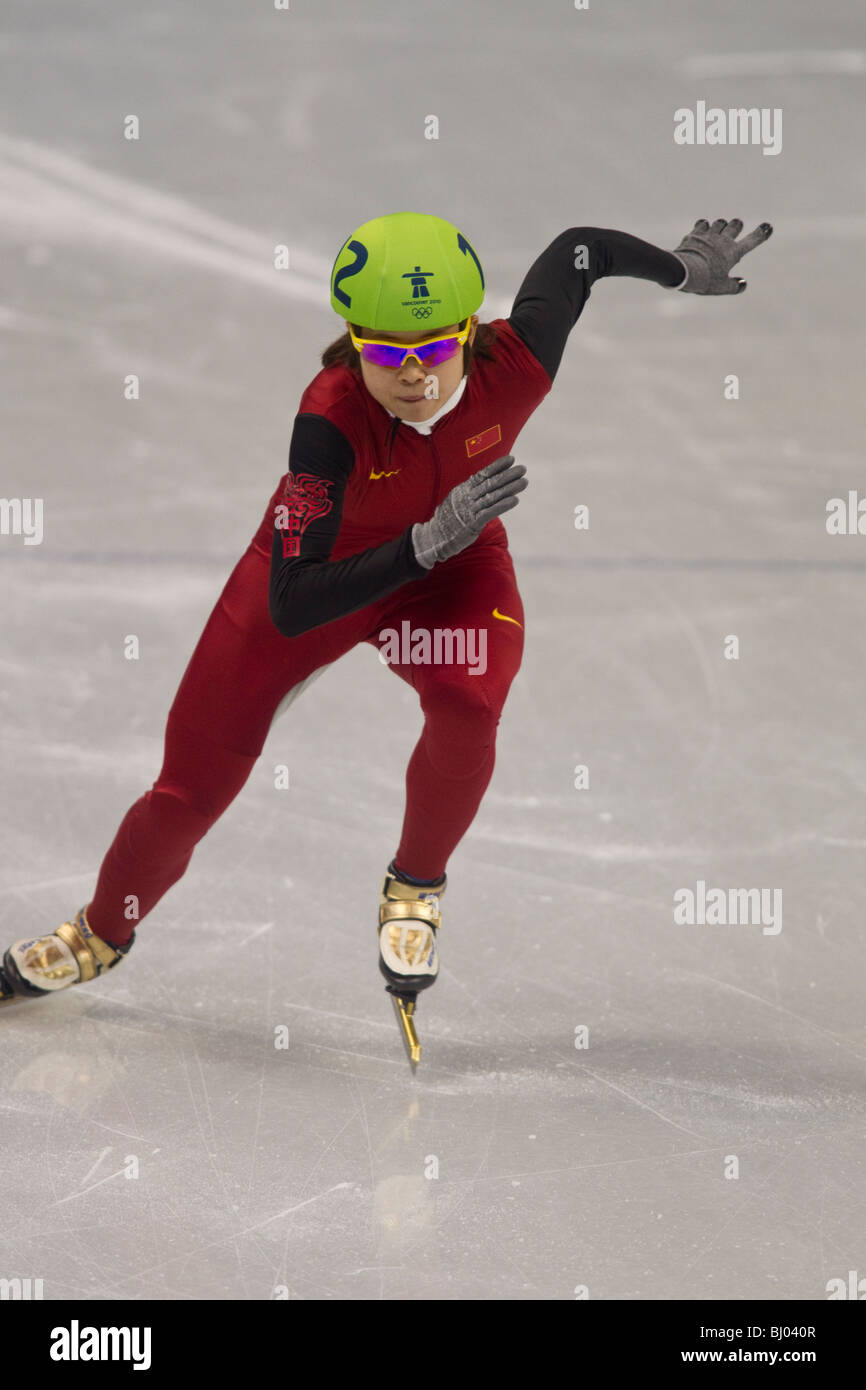 Wang Meng (CHN) competing in the Short Track Speed Skating Women's ...