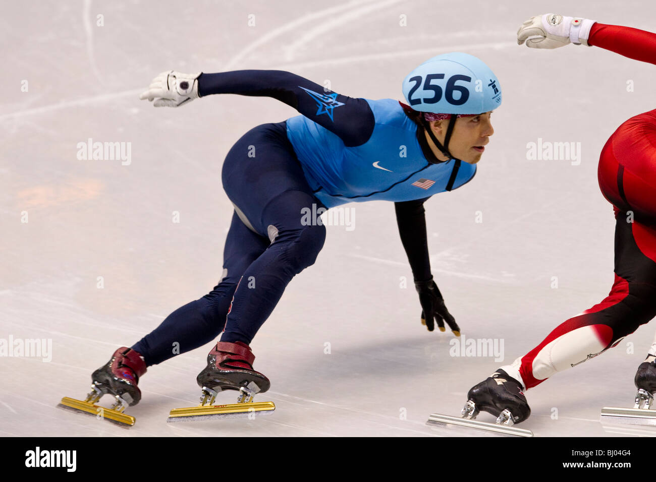 Apolo Anton Ohno (USA) competing in the Short Track Speed Skating Men's ...