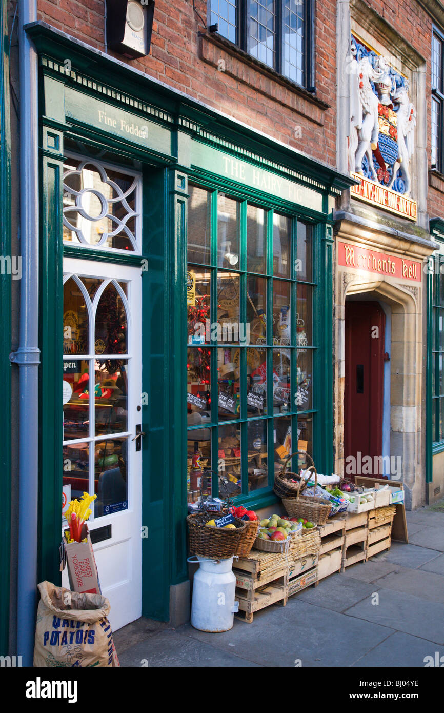 Food outside The Hairy Fig shop on Fossgate York Yorkshire England ...