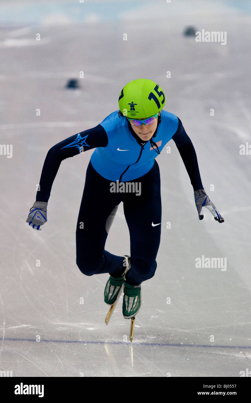 Katherine Reutter (USA) competing in the Short Track Speed Skating ...