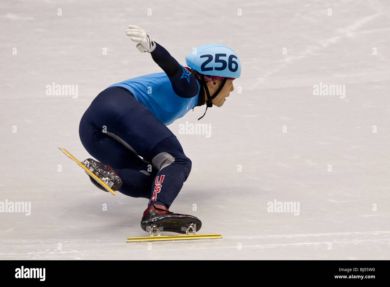 Apolo Anton Ohno (USA) competing in the Short Track Speed Skating Men's ...