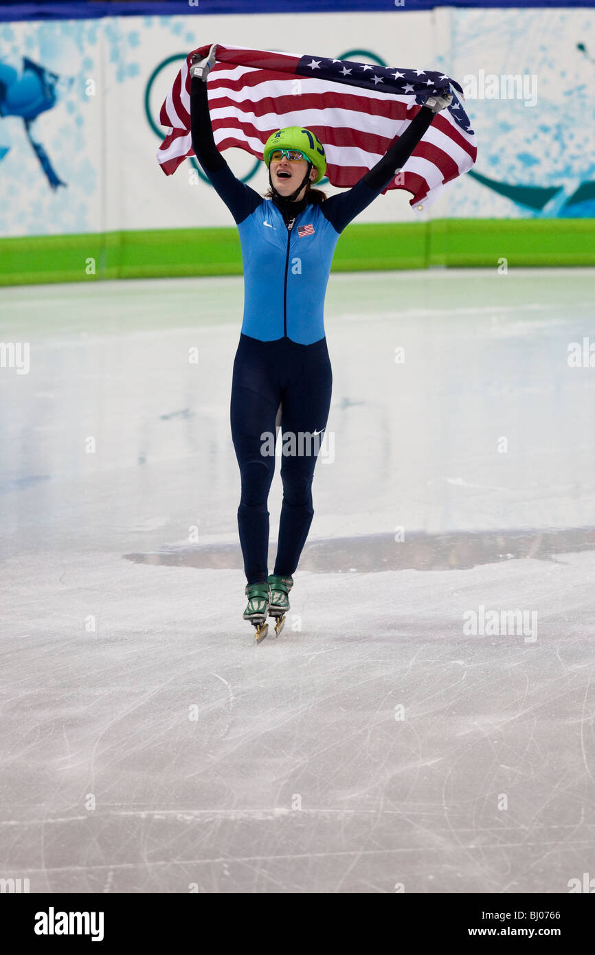 Katherine Reutter (USA) reacts after winning the silver medal in the ...