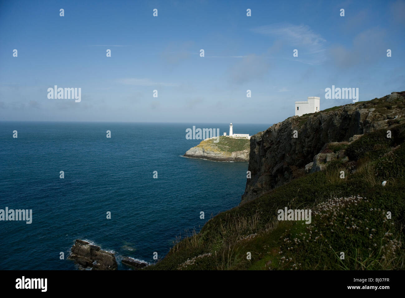 Ellin's Tower RSPB Seabird centre and South Stack Lighthouse on Holy ...