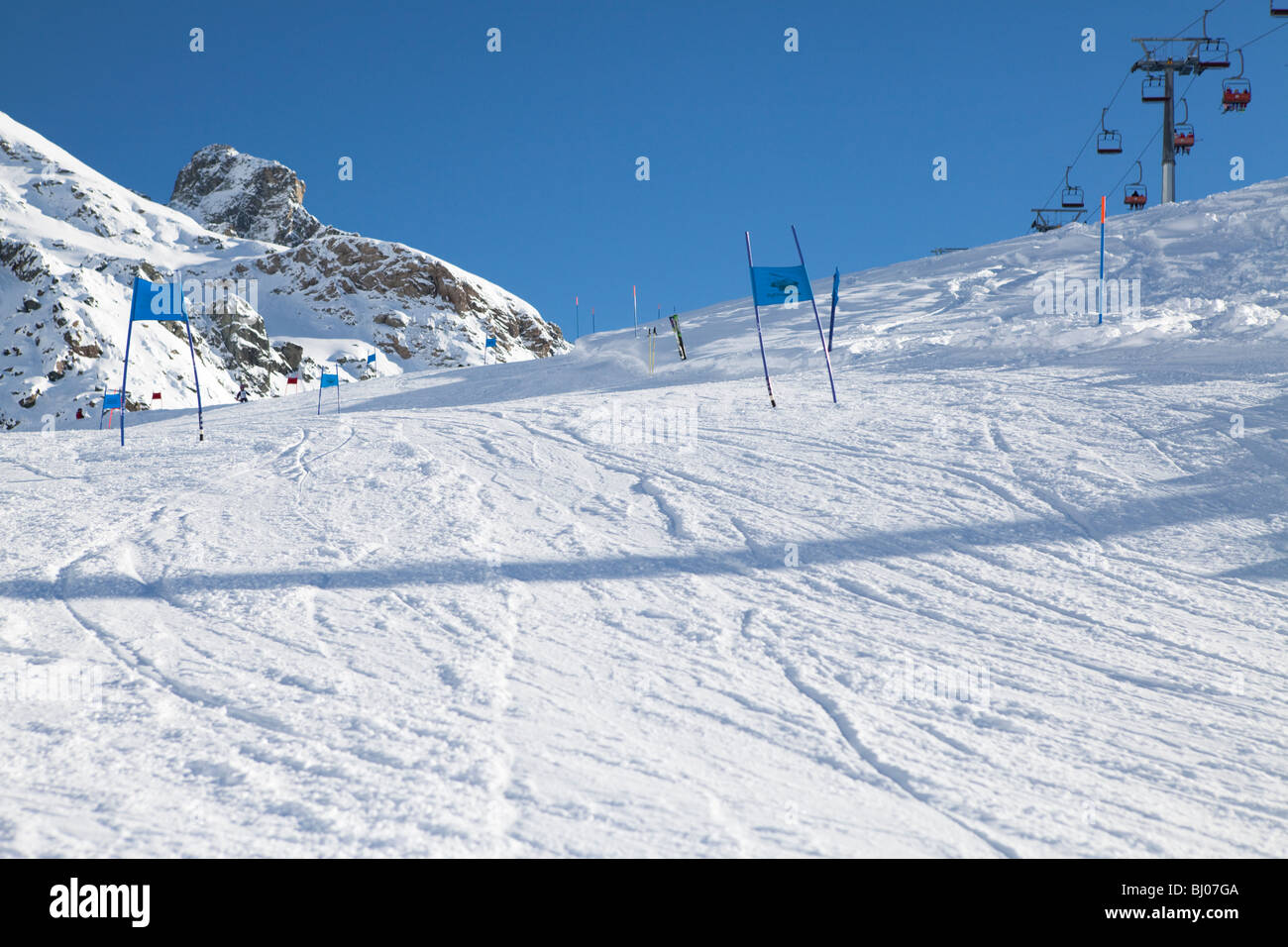 Slalom skiing gates hi-res stock photography and images - Alamy