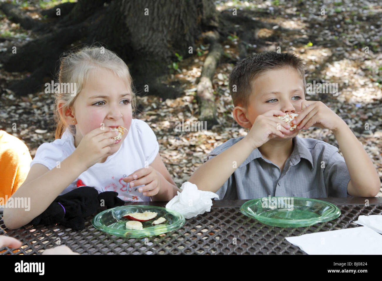 Kids eating a healthy snack Stock Photo - Alamy