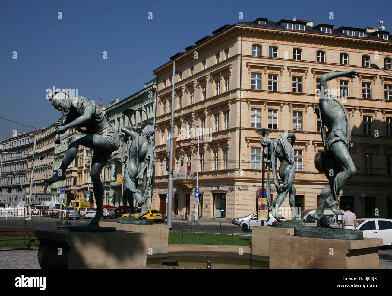 circle of statues in street Prague Czech Republic June 2008 Stock Photo ...