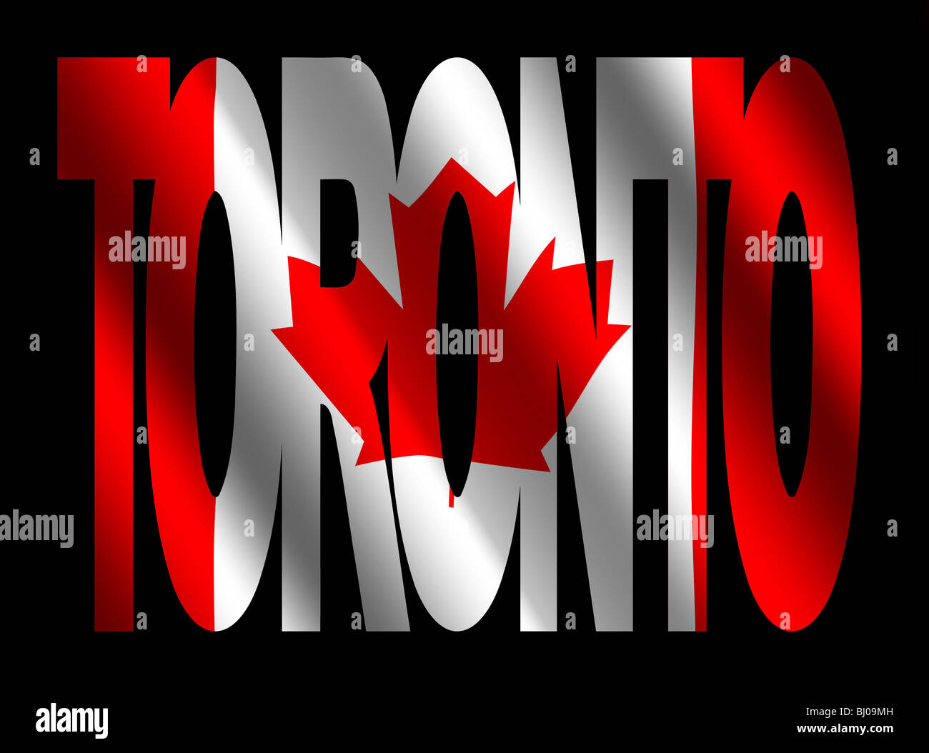 overlapping Toronto text with rippled Canadian flag illustration Stock ...