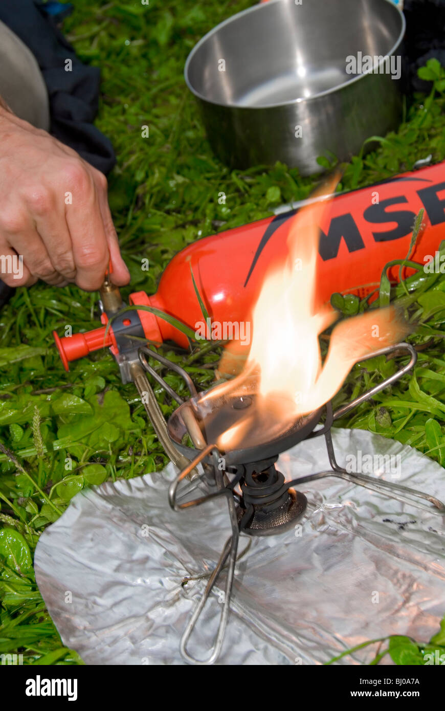 flames from a camp stove Stock Photo - Alamy