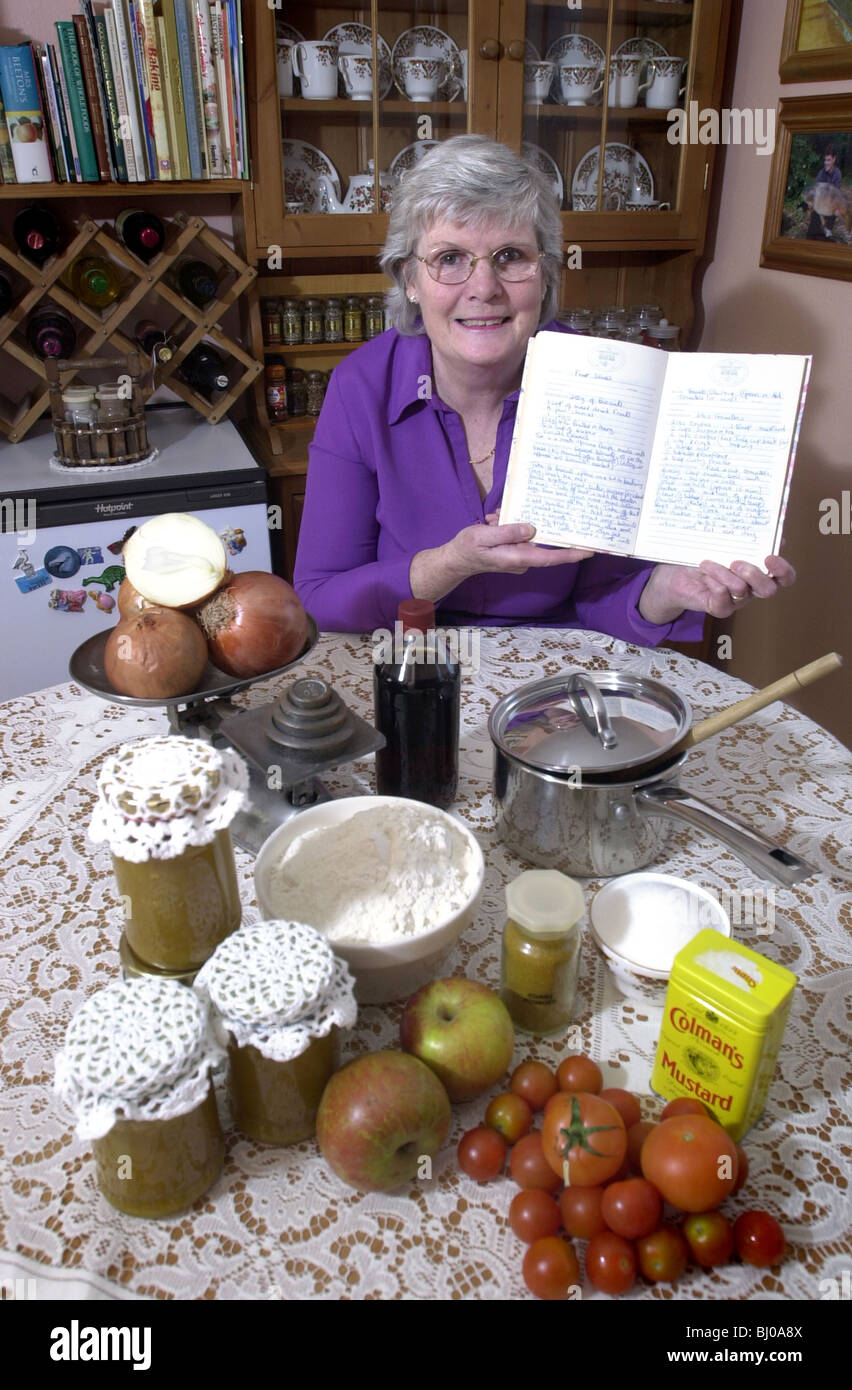 Old lady with her recipe for home made chutney UK 26/1/2005 Stock Photo ...