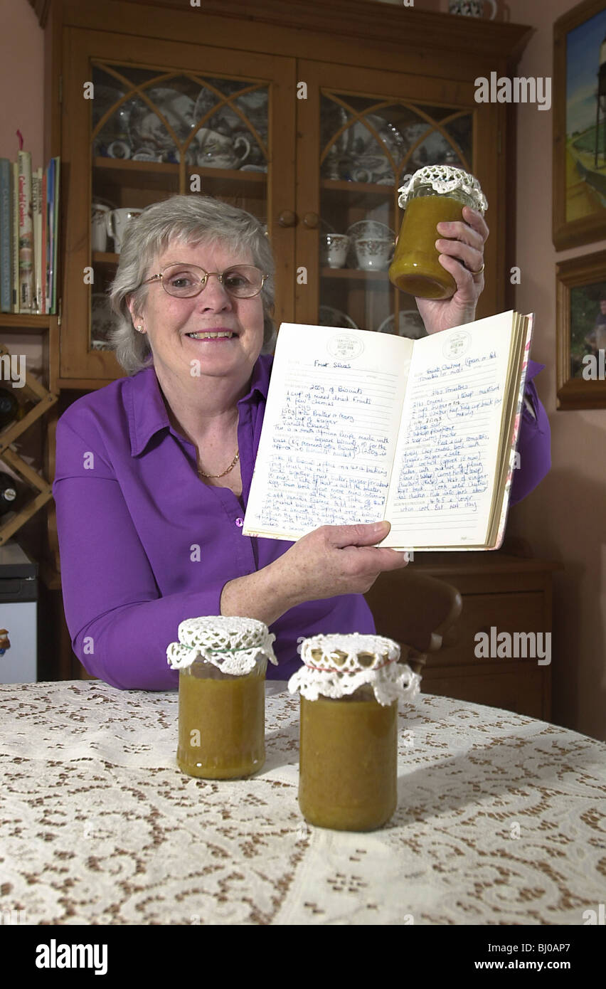 Old lady with her recipe for home made chutney UK 26/1/2005 Stock Photo ...
