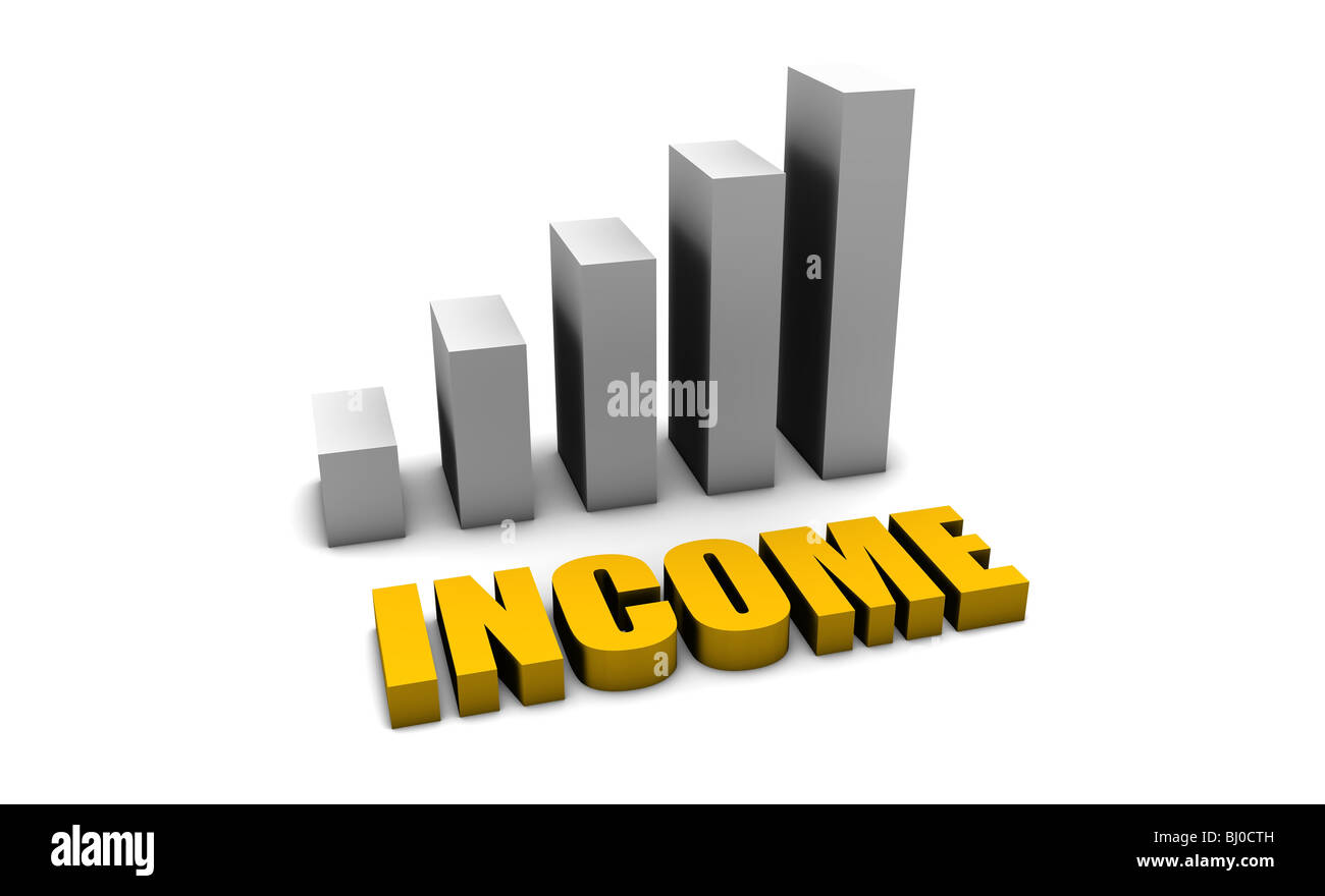 Personal Income in 3d with Bar Graph Chart Stock Photo - Alamy